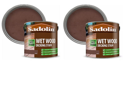 Sadolin Wet Wood Decking Stain Teak 2.5L Pack of 2
