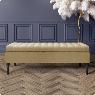 Safar 120cm Ottoman Storage Bench - Plush Velvet Shoe Bench - Mink ...