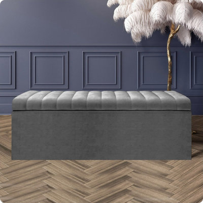 Safar 150cm Wide Ottoman Storage box - Dark Grey Naples Ottoman Bench ...