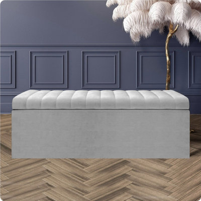 Buy Safar 150cm Wide Ottoman Storage box - Silver Naples Ottoman Bench ...