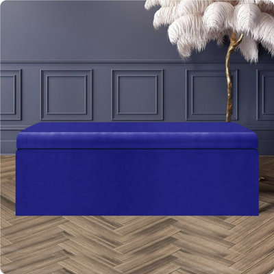 Safar 3ft Plain Ottoman Storage box - Sapphire Blue Plush Velvet ...