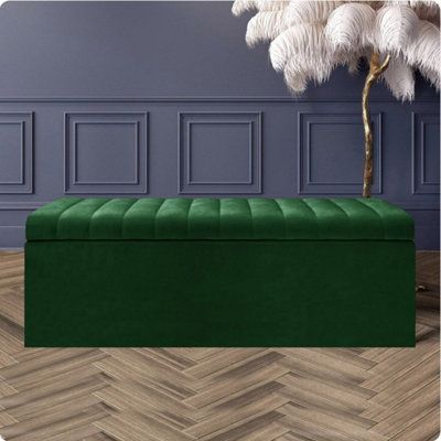 Safar 5ft Ottoman Storage box - Forest Green Plush Velvet | DIY at B&Q