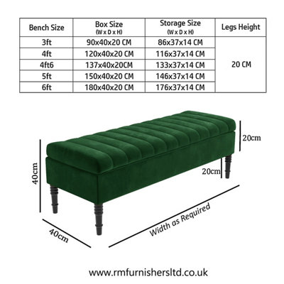 Safar 90cm Ottoman Storage Bench - Plush Velvet Shoe Bench - Forest ...