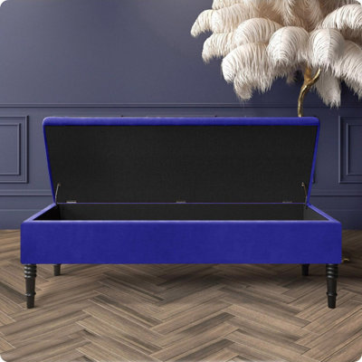 Safar Plain 120cm Ottoman Storage Bench - Plush Velvet Shoe Bench ...