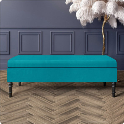 Safar Plain 137cm Ottoman Storage Bench - Plush Velvet Shoe Bench ...