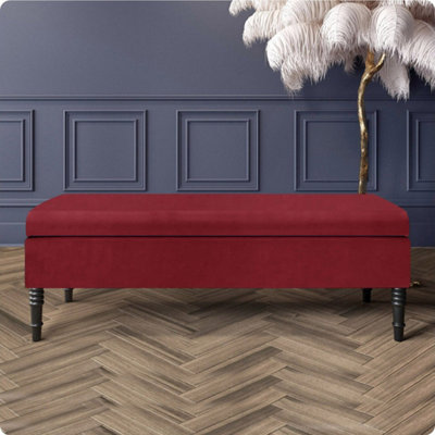 Safar Plain 150cm Ottoman Storage Bench - Plush Velvet Shoe Bench ...