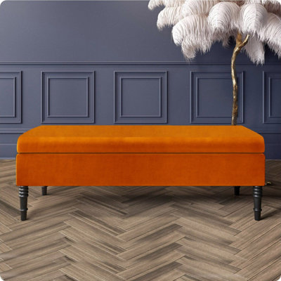 Safar Plain 180cm Ottoman Storage Bench - Plush Velvet Shoe Bench ...