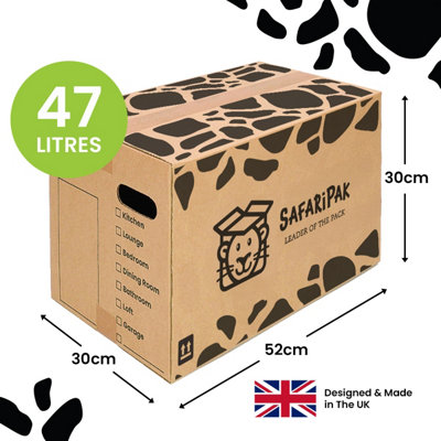 SAFARIPAK - 15 PACK STRONG CARDBOARD PACKING MOVING HOUSE BOXES 52CM X ...