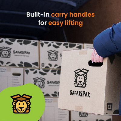 SAFARIPAK - 5 Pack Strong Cardboard Packing Moving House Boxes 52cm x ...