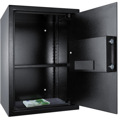 Safe - electronic, double bolt system, LED display, code and keys, 50 x ...