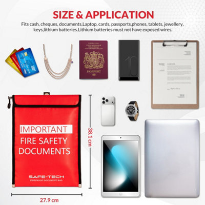 SAFE-TECH 800 Dgrees Celsius Tested Fireproof Document Holder, A4 Fire ...