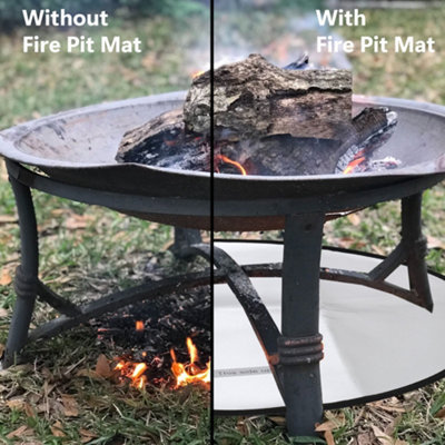 SAFE-TECH Fire Pit Mat - Round Fireproof Grill Mat 24" / 60cm diameter ...