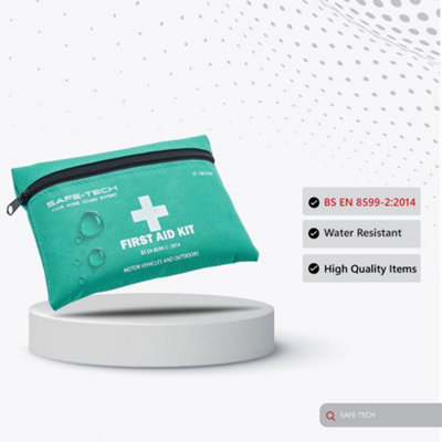 SAFE-TECH First Aid Kit for Motor Vehicles and Outdoor BS EN 8599-2:2014