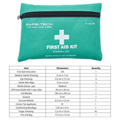 SAFE-TECH First Aid Kit for Vehicle and Outdoor