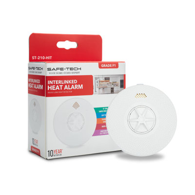 SAFE-TECH Interlinked Heat Alarm with LED Indicator and Silence Button ...