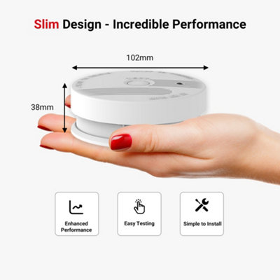 SAFE-TECH Smoke Alarm+Extra Battery, BS EN 14604 Certified, Long ...