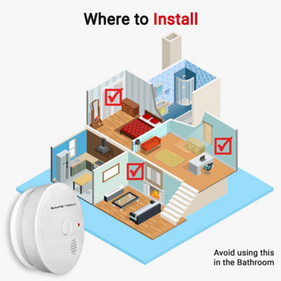 SAFE-TECH Smoke Alarm+Extra Battery, BS EN 14604 Certified, Long ...