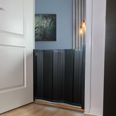 Safetots Automatic Folding Retractable Baby Gate, 55cm - 113.5cm, Black ...