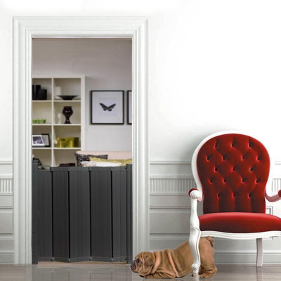 Safetots Automatic Folding Retractable Baby Gate, 55cm - 89cm, Black ...
