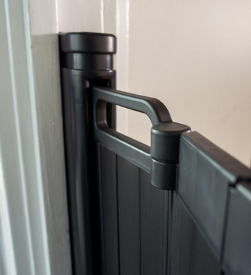 Safetots Automatic Folding Retractable Baby Gate, 55cm - 89cm, Black ...