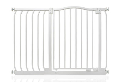 Safetots Curved Top Safety Gate, 98cm - 107cm, Matt White, Pressure Fit ...