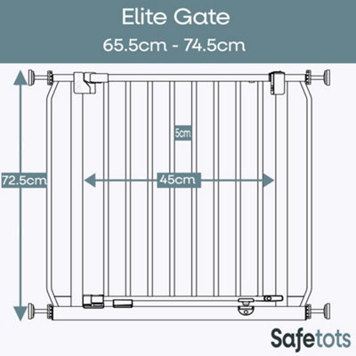 Safetots Elite Pressure Narrow Safety Gate, 65.5cm - 74.5cm, Matt Black ...