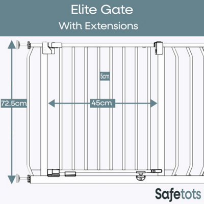 Safetots Elite Pressure Safety Gate, 134cm - 143cm, Matt White ...