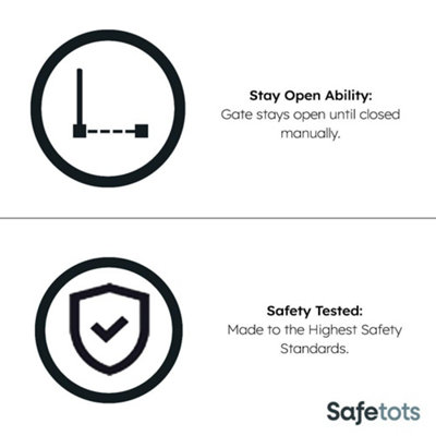 Safetots Elite Pressure Safety Gate, 207cm - 216cm, Matt Black, Pressure Fit Stair Gate