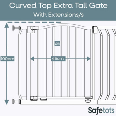 Safetots Extra Tall Curved Top Safety Gate, 143cm - 152cm, Matt Black ...