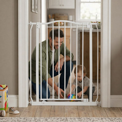 Safetots Extra Tall Curved Top Safety Gate, 198cm - 207cm, Matt White ...