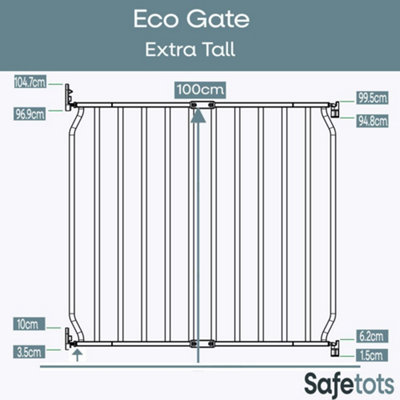 Safetots Extra Tall Eco Screw Fit Baby Gate, White, 80cm - 90cm, Extra ...