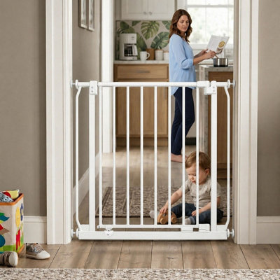 Safetots Extra Tall Elite Safety Gate, 116cm - 125cm, Matt White, Extra ...