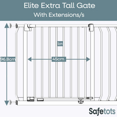 Safetots Extra Tall Elite Safety Gate, 271cm - 280cm, Matt Grey, Extra ...