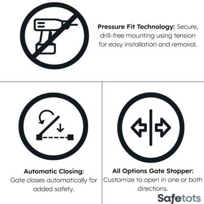 Safetots Extra Tall Elite Safety Gate, 271cm - 280cm, Matt Grey, Extra ...