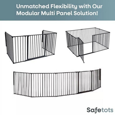 Safetots Multi Panel Fire Surround, Black, 71cm Deep x 158cm Wide, 70cm ...
