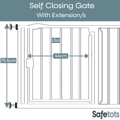 Safetots Pressure Fit Self Closing Stair Gate, 118.2cm - 125.2cm, Slate ...