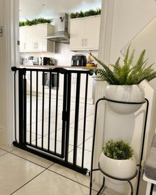 Safetots Pressure Fit Self Closing Stair Gate, 89.4cm - 96.4cm, Matt Black, Auto Closing Baby ...