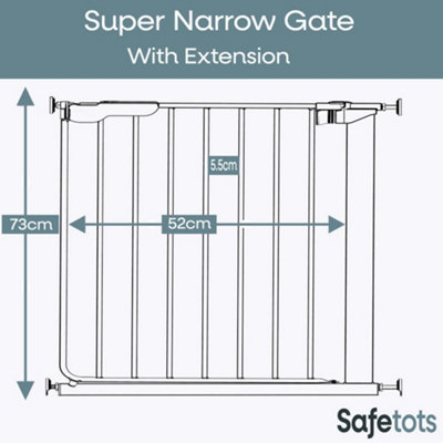Safetots Super Narrow Baby Gate, 66.5cm - 74cm, White, Child Safety ...