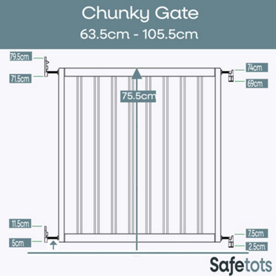 Buy Safetots Top of The Stairs Screw Fitted Stair Gate, White Wooden ...