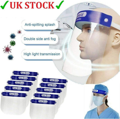 Safety Face Shield Full Protection Cap Wide Visor Resistant Spitting ...