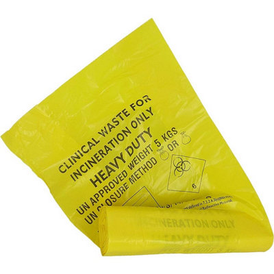 Safety First Aid Biohazard Bin Liner Roll of 25 Clinical Waste Bags 5kg ...
