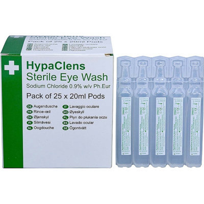 Safety First Aid HypaClens Sterile Wound Eye Wash 20ml Pods Box of 25 ...
