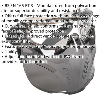 Safety Goggles with Detachable Face Shield - Clear Lens - Adjustable ...
