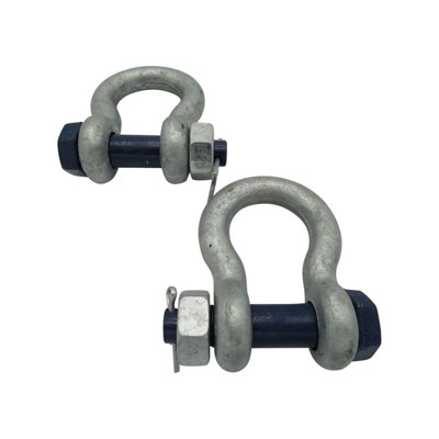 Safety Pin Bow Shackles X2 (1 Ton Galvanised 11MM 1000KG Omega)