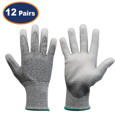 Safety Work Gloves XL Size Grey MR Cut Resistance PU Palm Grip Hand ...