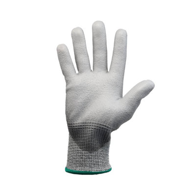 Safety Work Gloves XL Size Grey MR Cut Resistance PU Palm Grip Hand ...