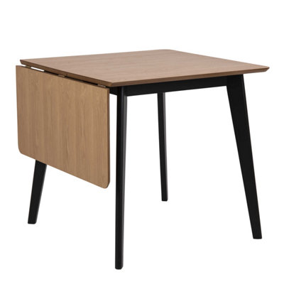 Saffron Extending Dining Table with Natural Oak Veneer and Black Base