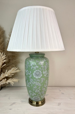 Sage Green Ceramic Table Lamp with Pleated Shade