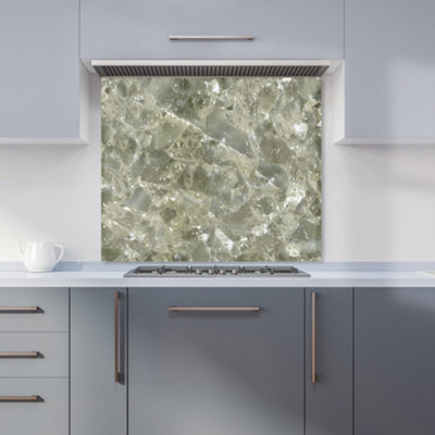 Sage Green Quartz Effect Premium Glass Kitchen Splashback W600mm x ...