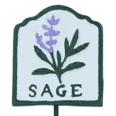Sage Herb Sign Marker Label Cast Iron Plant Plaque Garden Yard Allotment